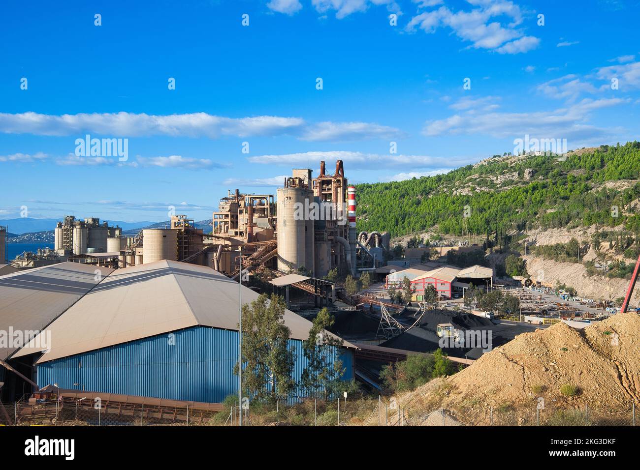 Factory industrial area, Lafarge Cement Volos Plant , heavy industry ...