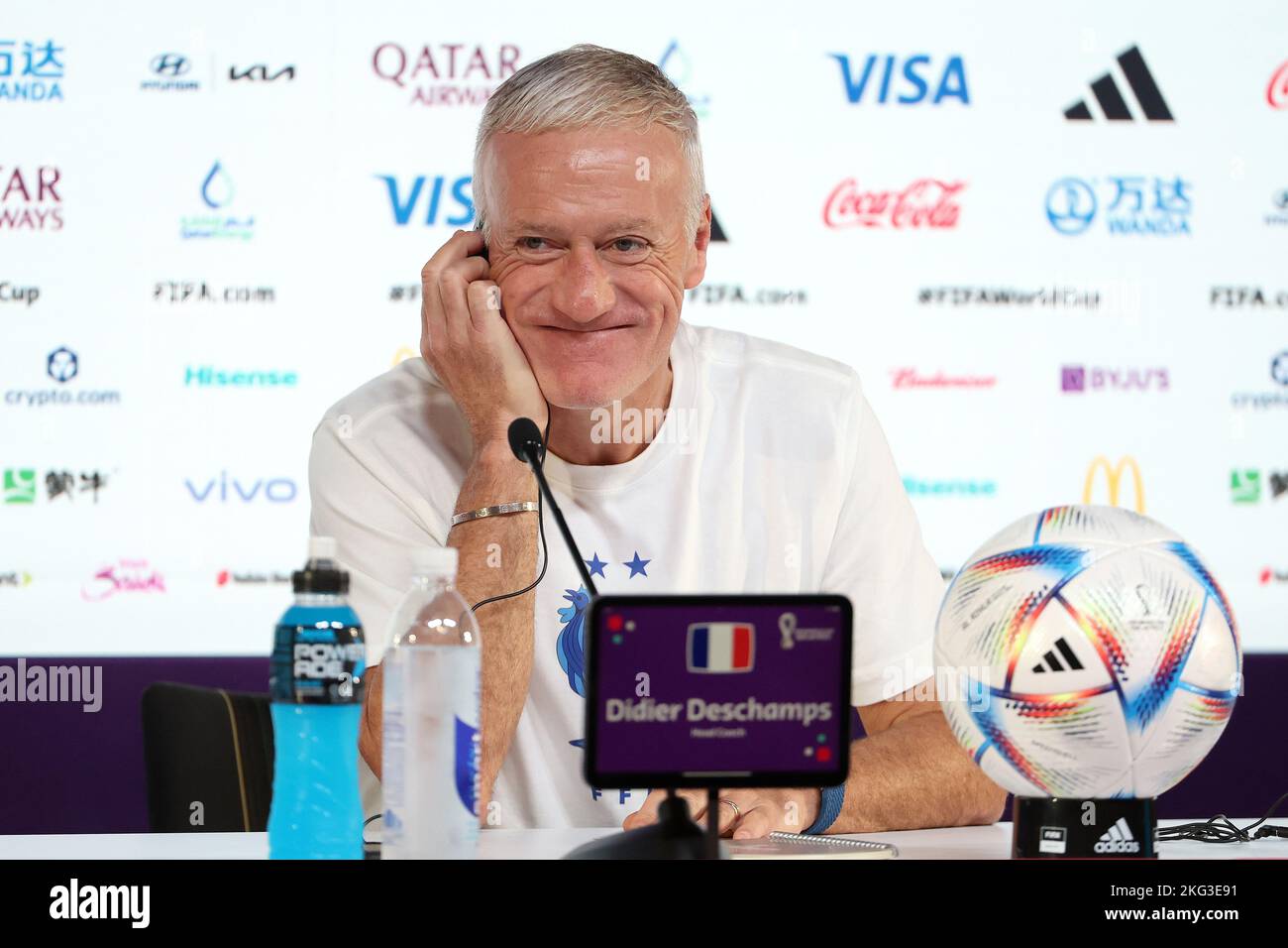 Head Coach of France Didier Deschamps speaks during the France Press ...