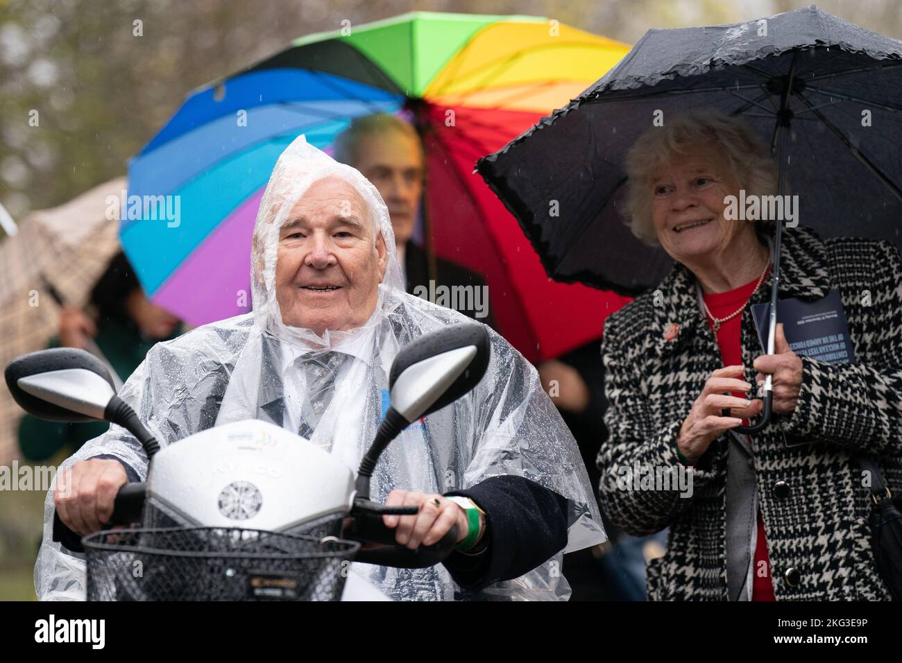 Atom bomb test veteran Brian Davies, 84, from Powys, arrives for a ...
