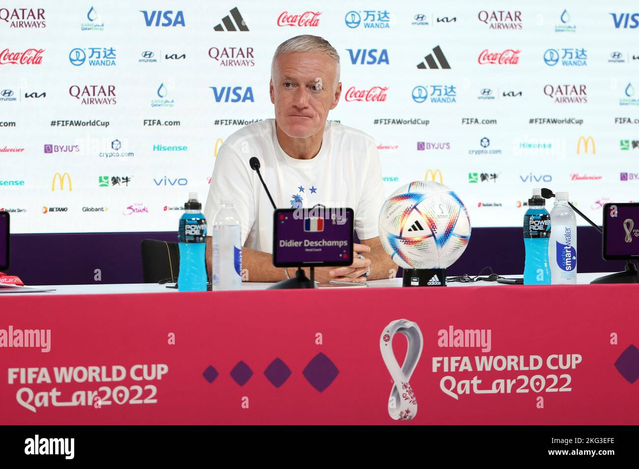 Head Coach of France Didier Deschamps speaks during the France Press ...