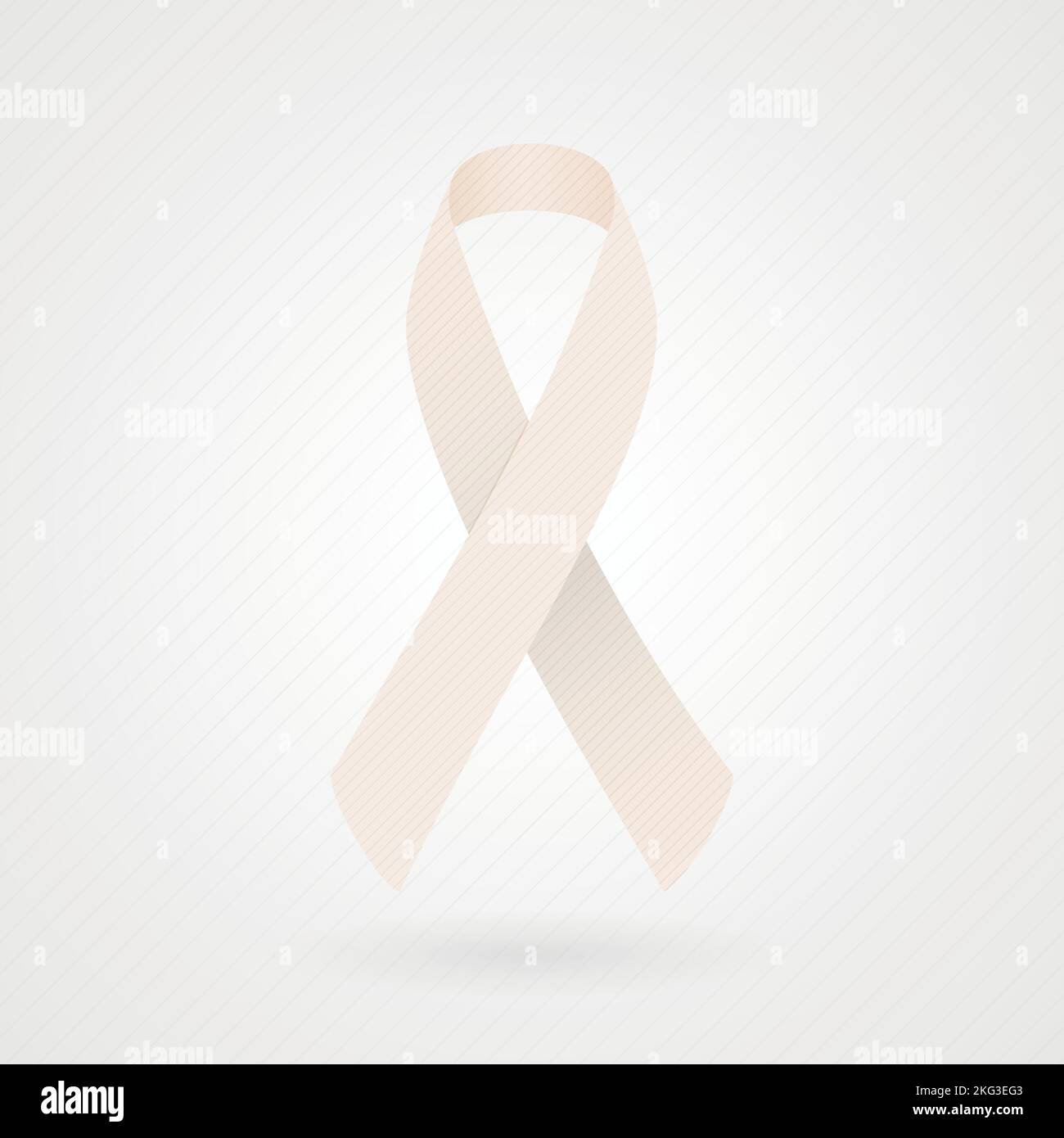 Cream awareness ribbon. Fabric texture. Vector illustration, flat ...
