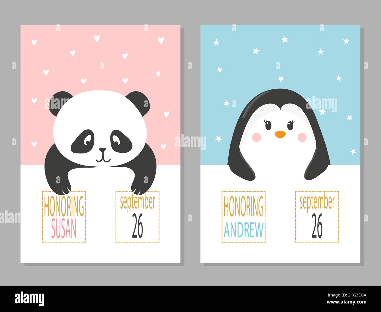 Baby shower posters with cute animals. Newborn announcement cards ...