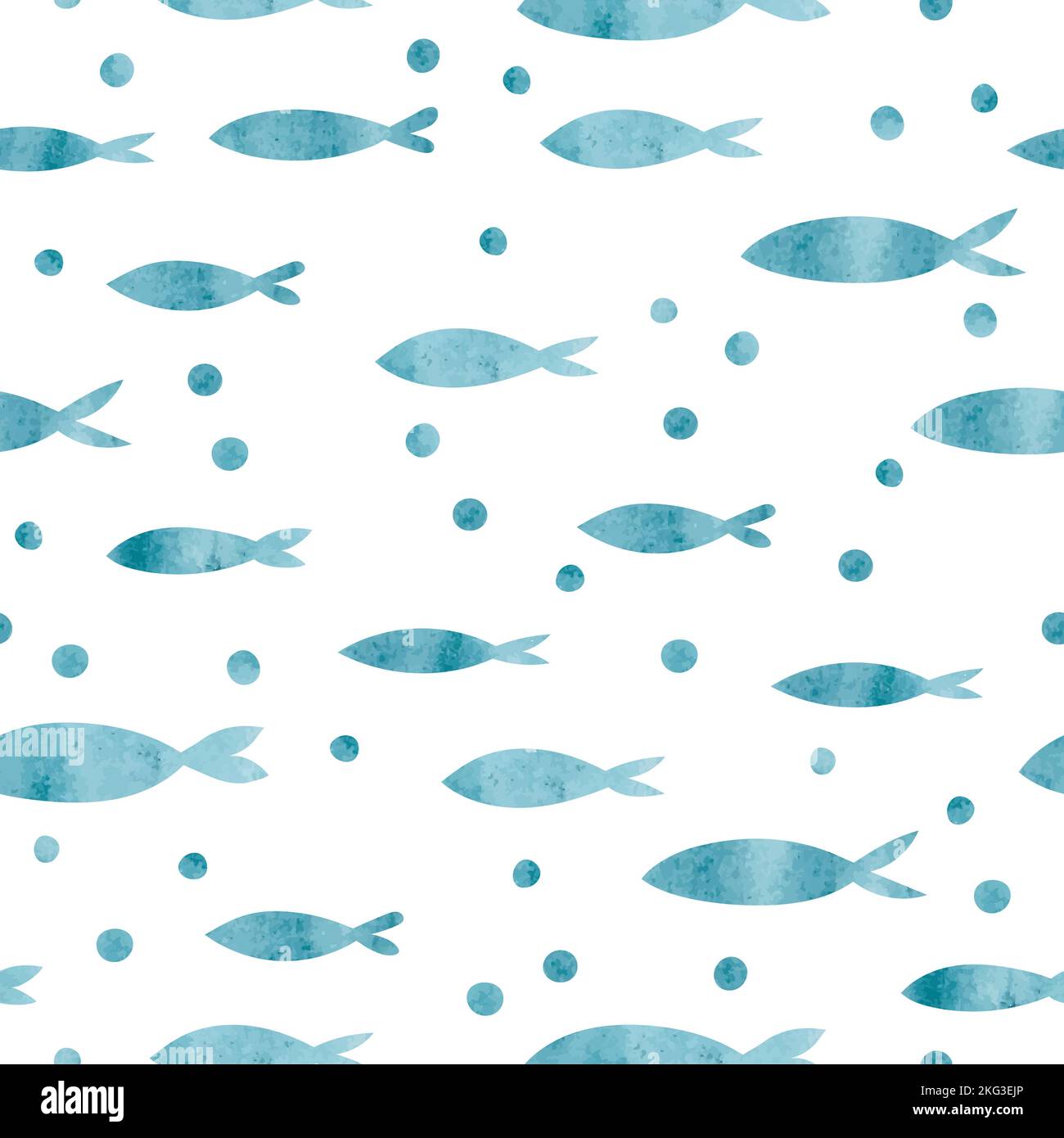 Seamless sea pattern with watercolor fish silhouettes Stock Vector ...