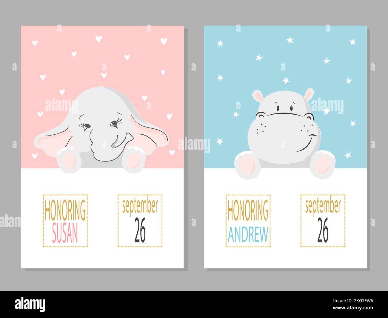Baby shower posters with cartoon animals. Newborn announcement cards ...