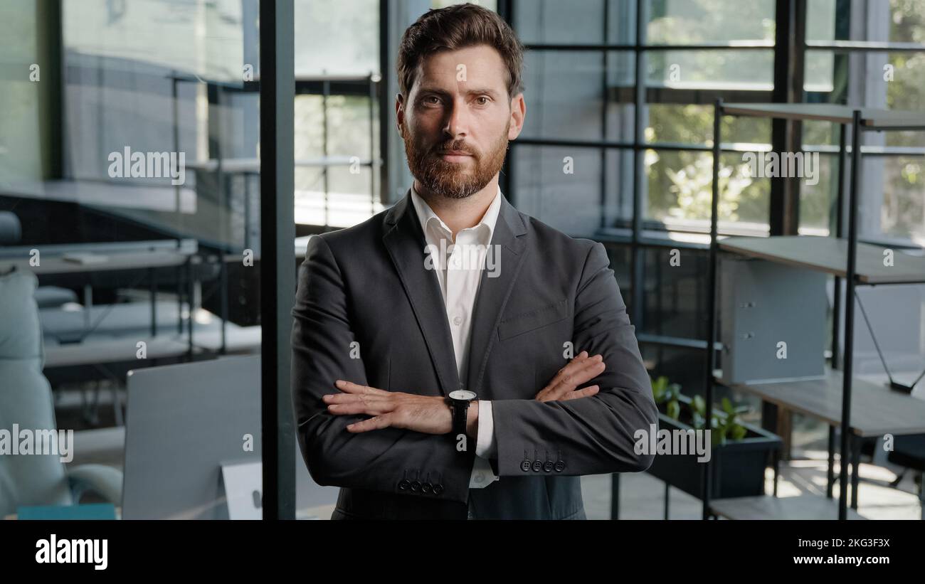 Business portrait in office serious strong confident ambitions middle ...
