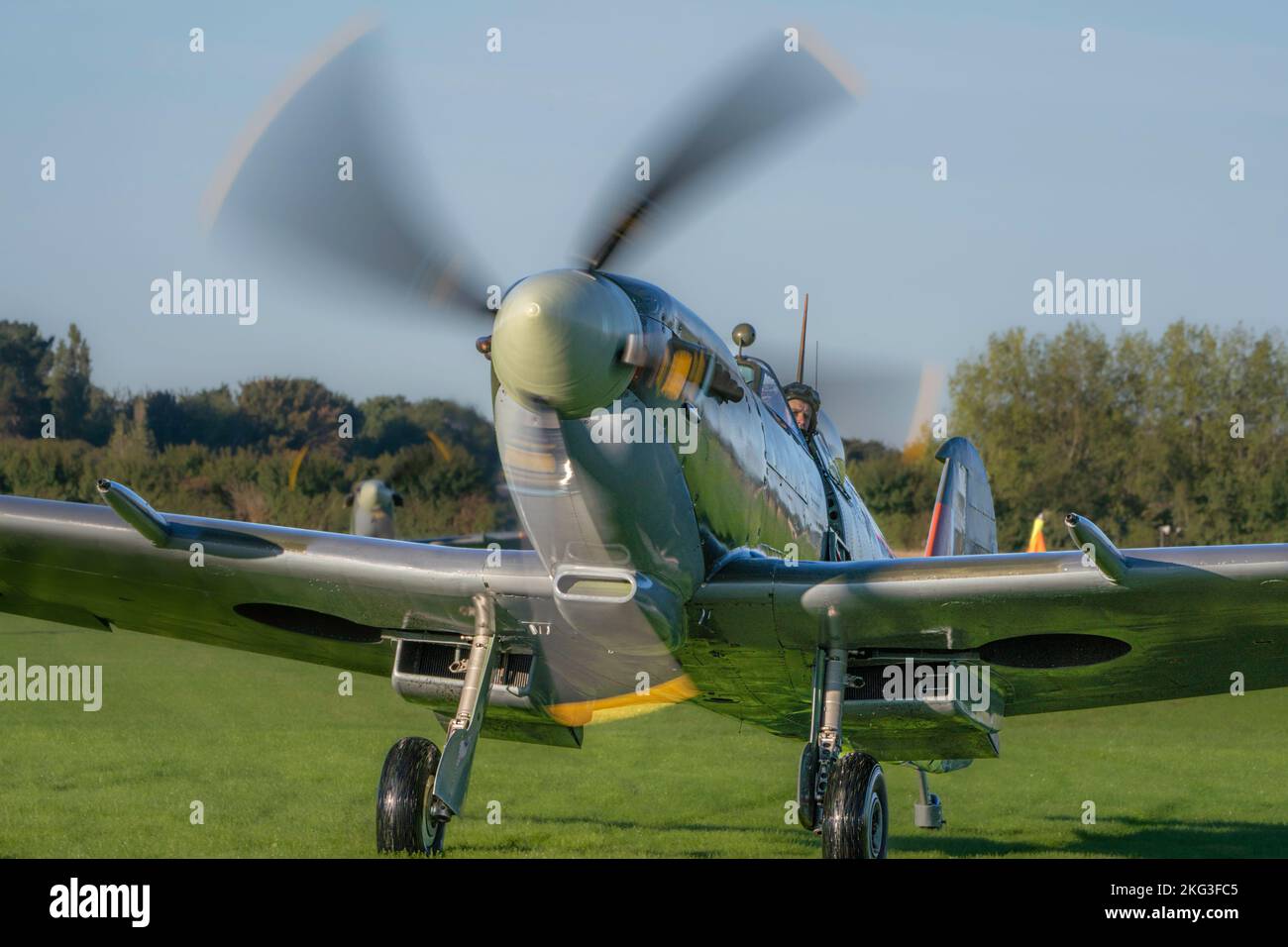 Early Morning At Goodwood Revival As The Iconic Supermarine Spitfire Is
