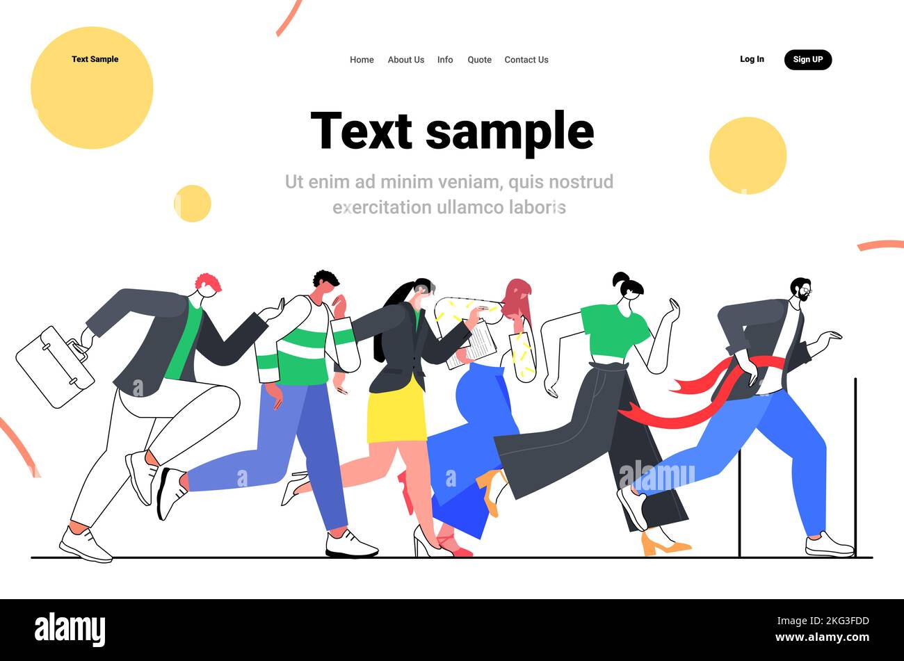 businesspeople group running cross finish line leadership concept ...