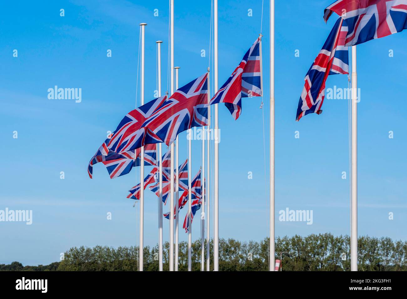 Union Jack flags flying at half mast as a tribute to our late Queen ...