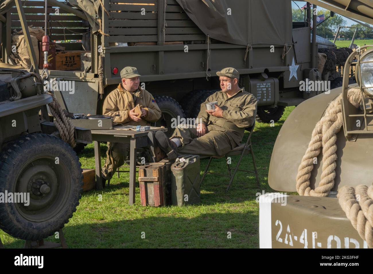 Mock up army mess with people in army clothing and setting the scene as ...