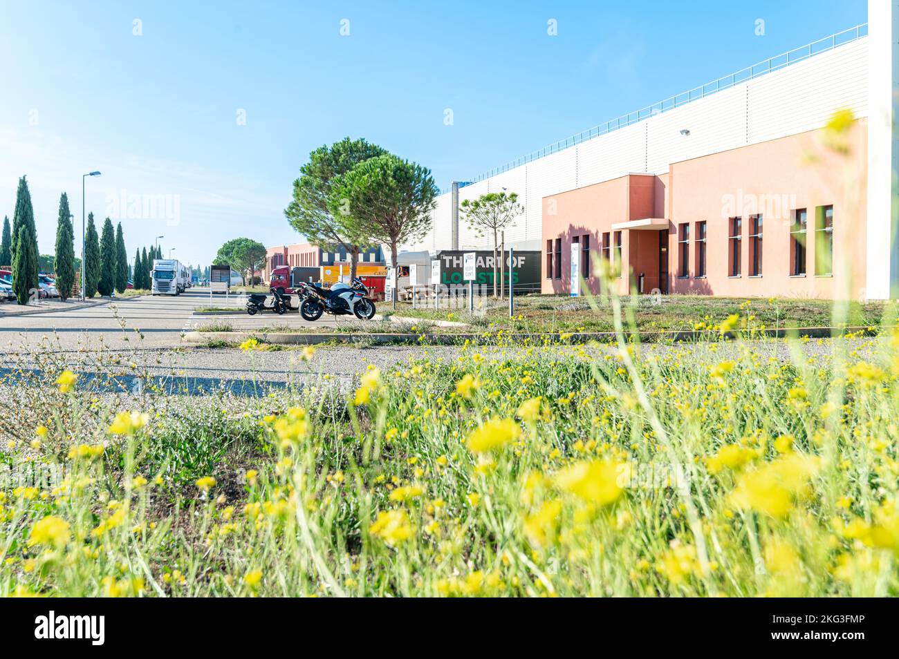Perspective shot of real estate office outside area Stock Photo - Alamy