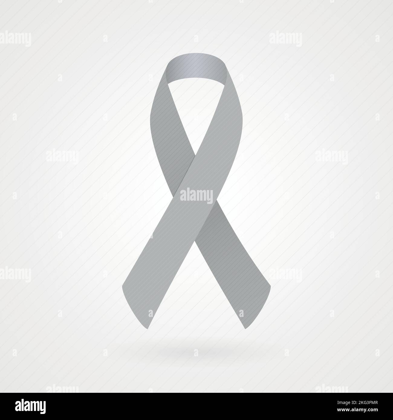 Grey awareness ribbon. Fabric texture. Vector illustration, flat design ...