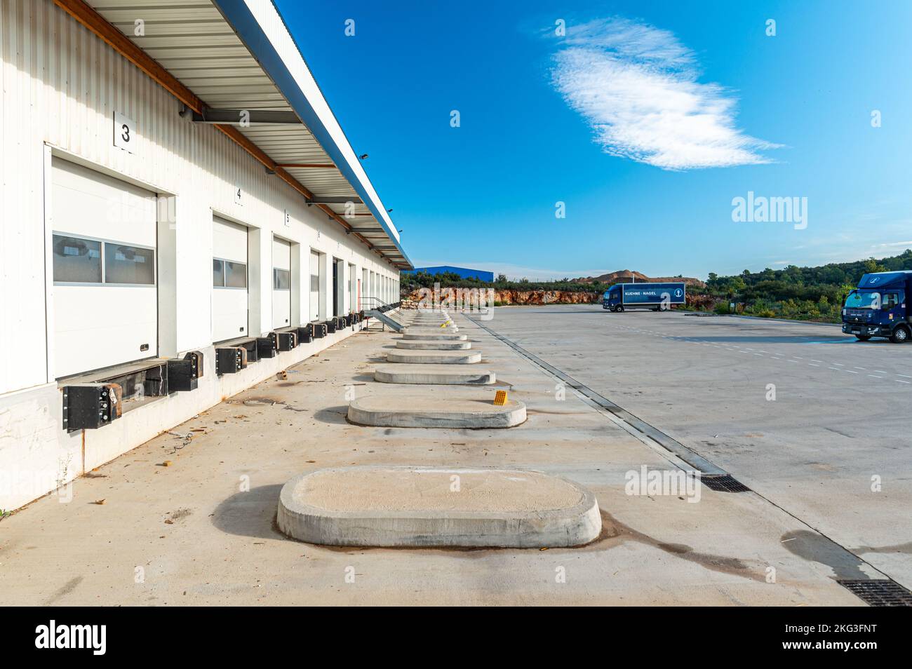 Perspective shot of warehouse sectional gates of the distributed center ...