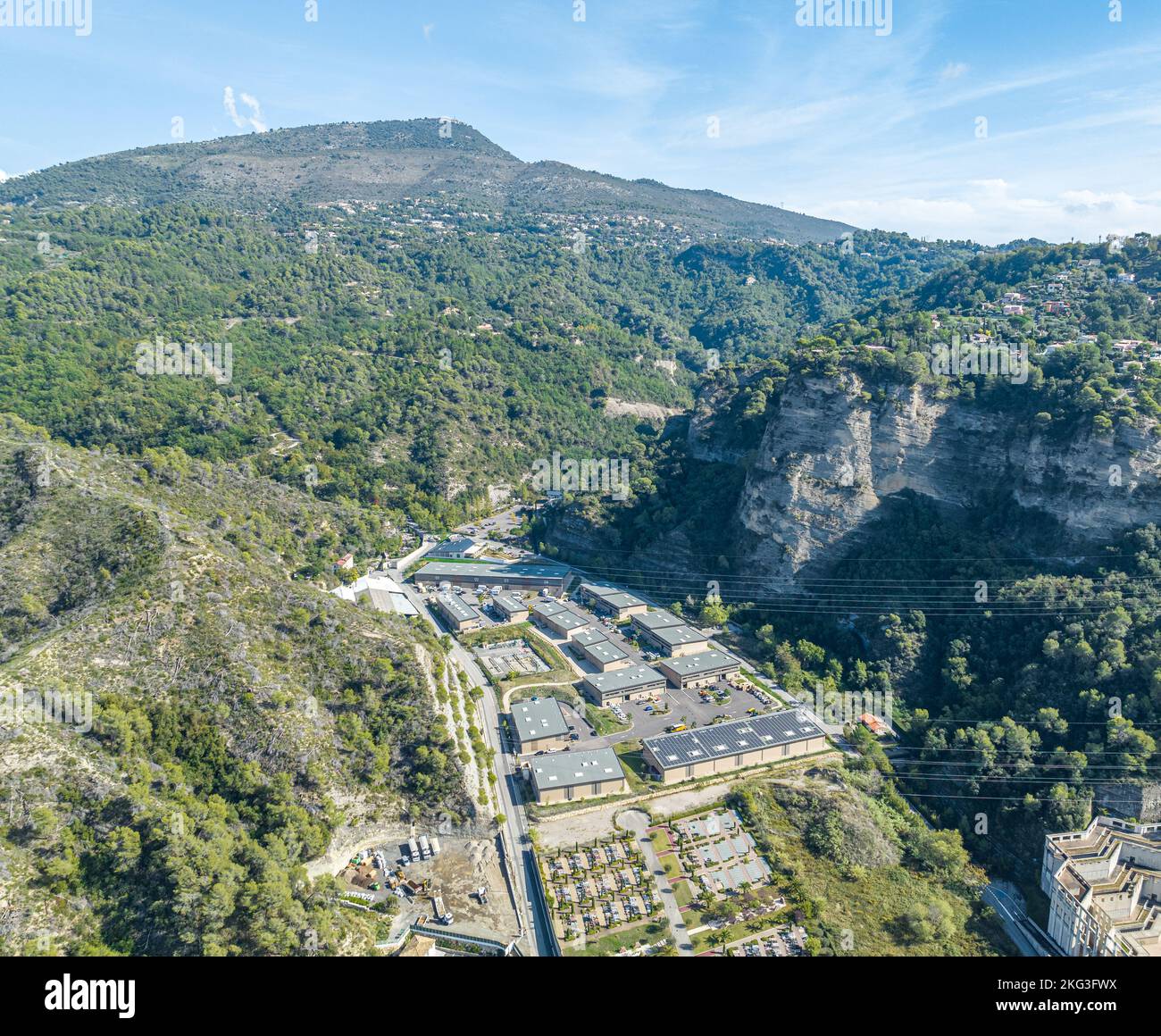Aerial view of tropical terrain area covered with endangered forests ...