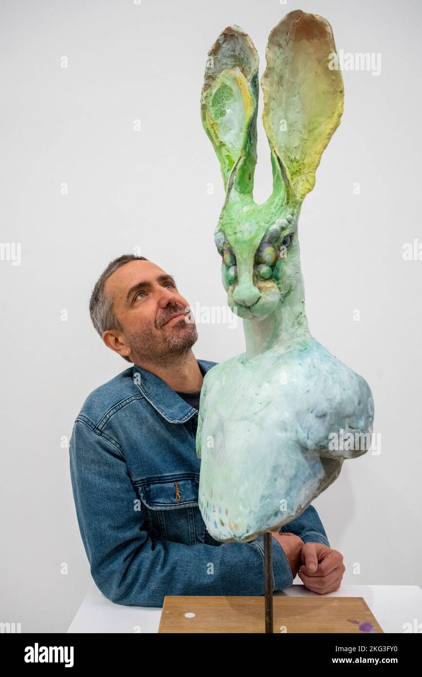 London, UK. 21 November 2022. Artist David Altmejd poses with 'Hare ...
