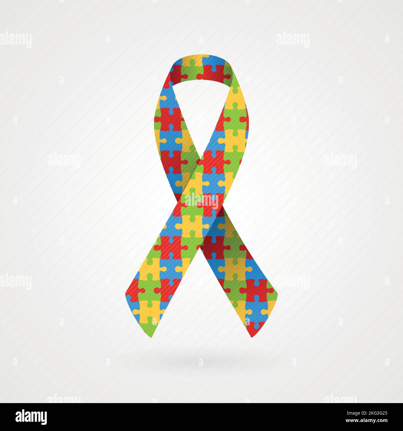 Puzzle awareness ribbon (Autism). Vector illustration, flat design ...