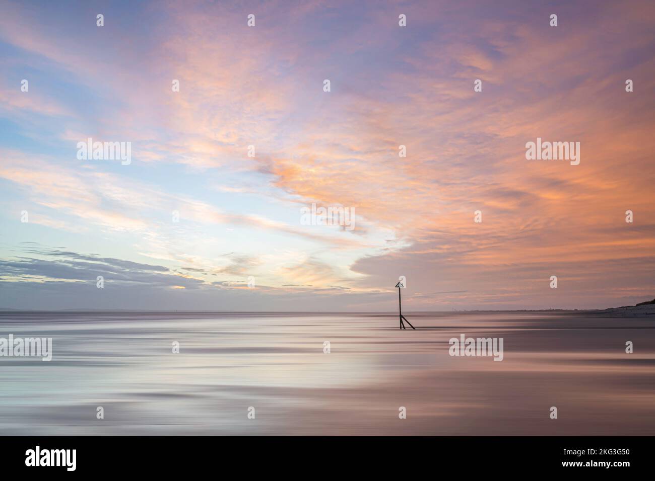 A typical sunset at West Wittering beach near Chichester in West Sussex ...