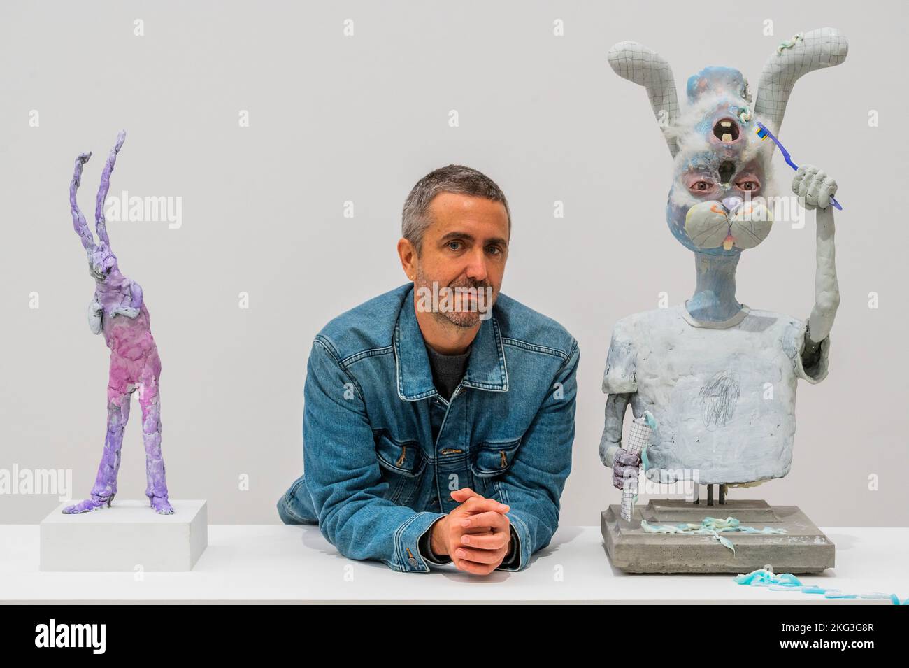 London, UK. 21st Nov, 2022. Standing Figure and Glitch, both 2022 ...