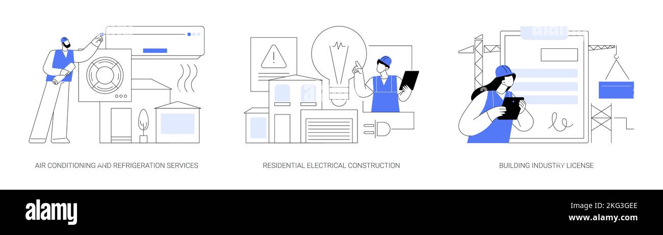 Builder contractor services abstract concept vector illustrations Stock ...
