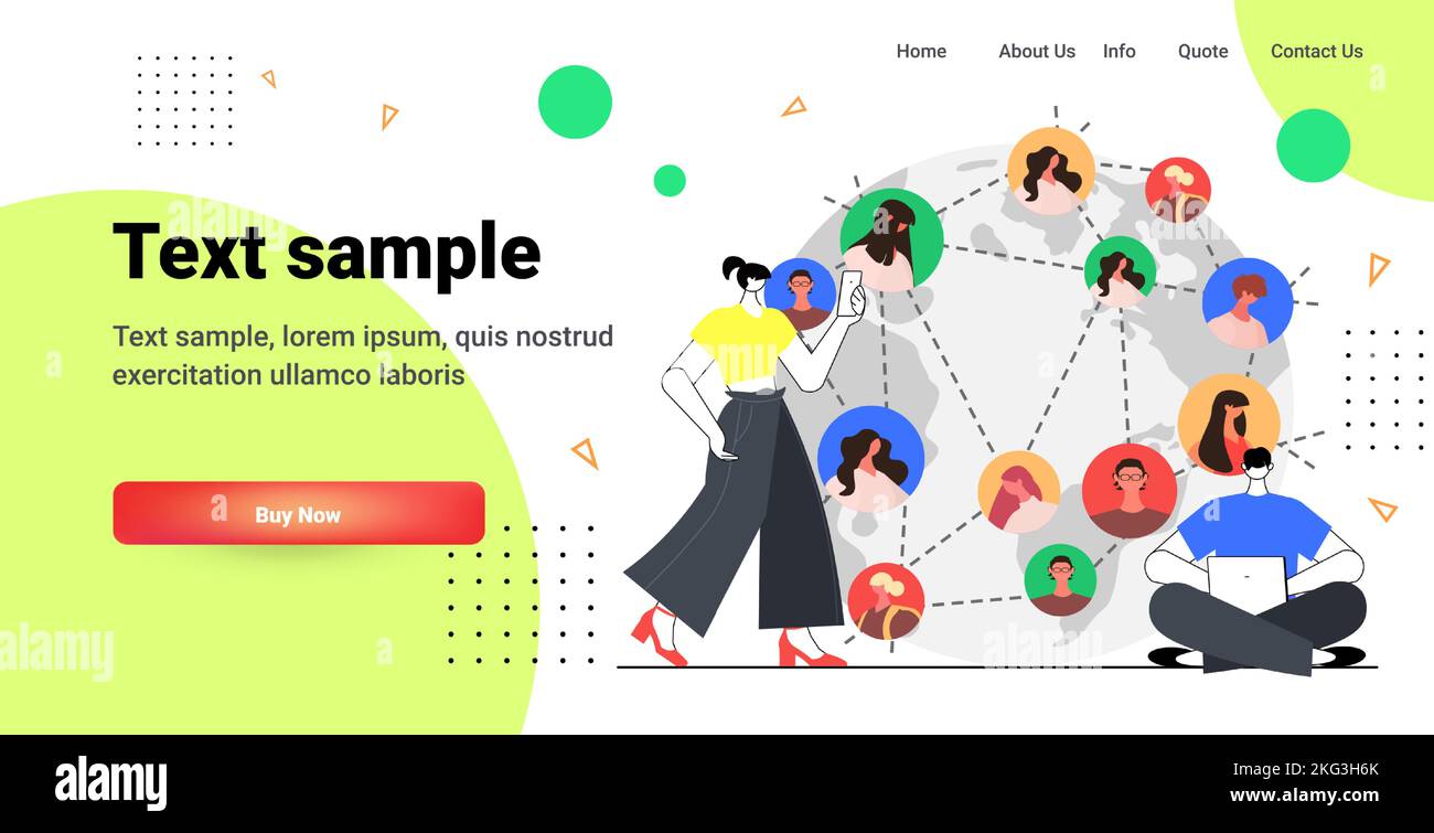 people using digital gadgets avatars on world map social media network ...