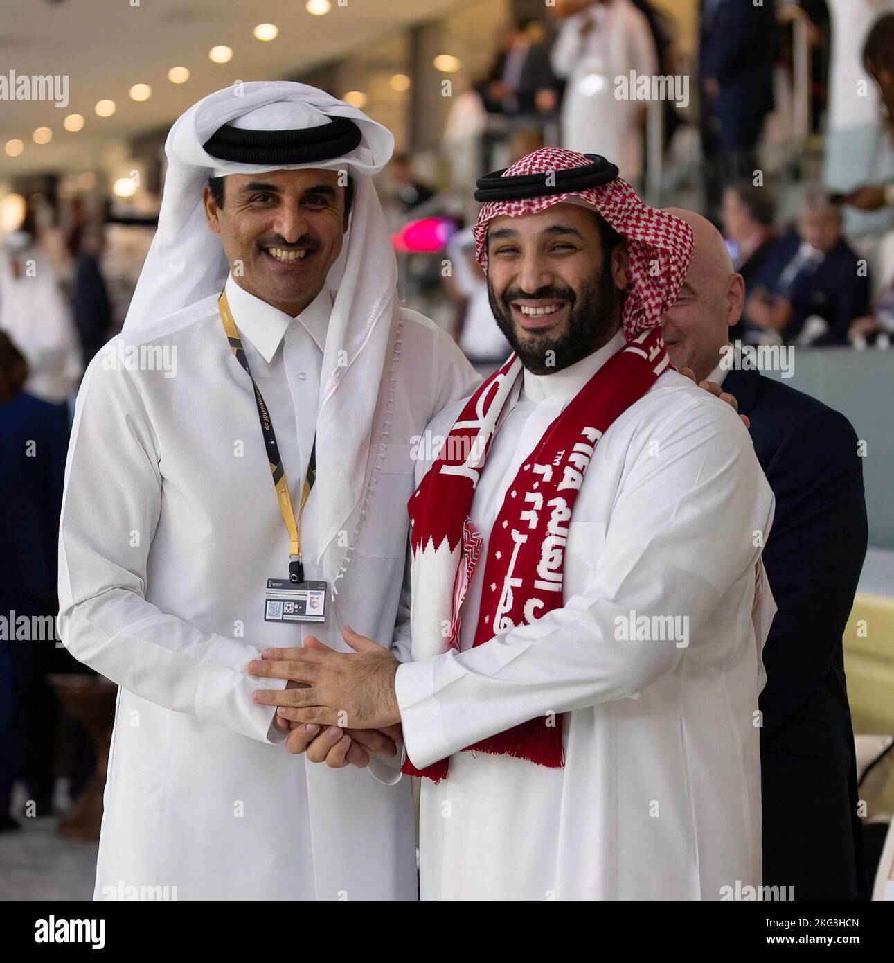 Emir of Qatar Sheikh Tamim bin Hamad al Tani poses with Saudi Crown ...