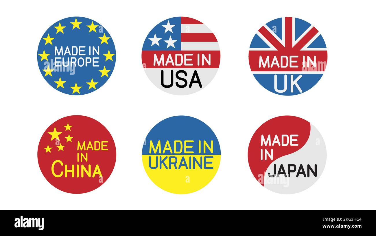 countries made in sign symbol template set Stock Vector Image & Art - Alamy
