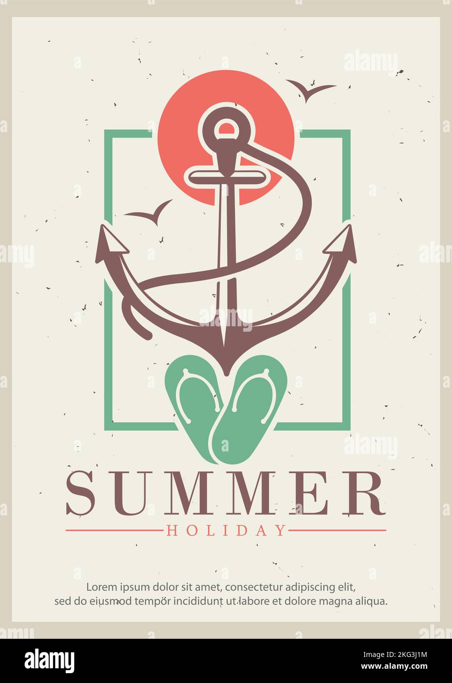 Summer grunge typography poster design template, vector illustration in ...