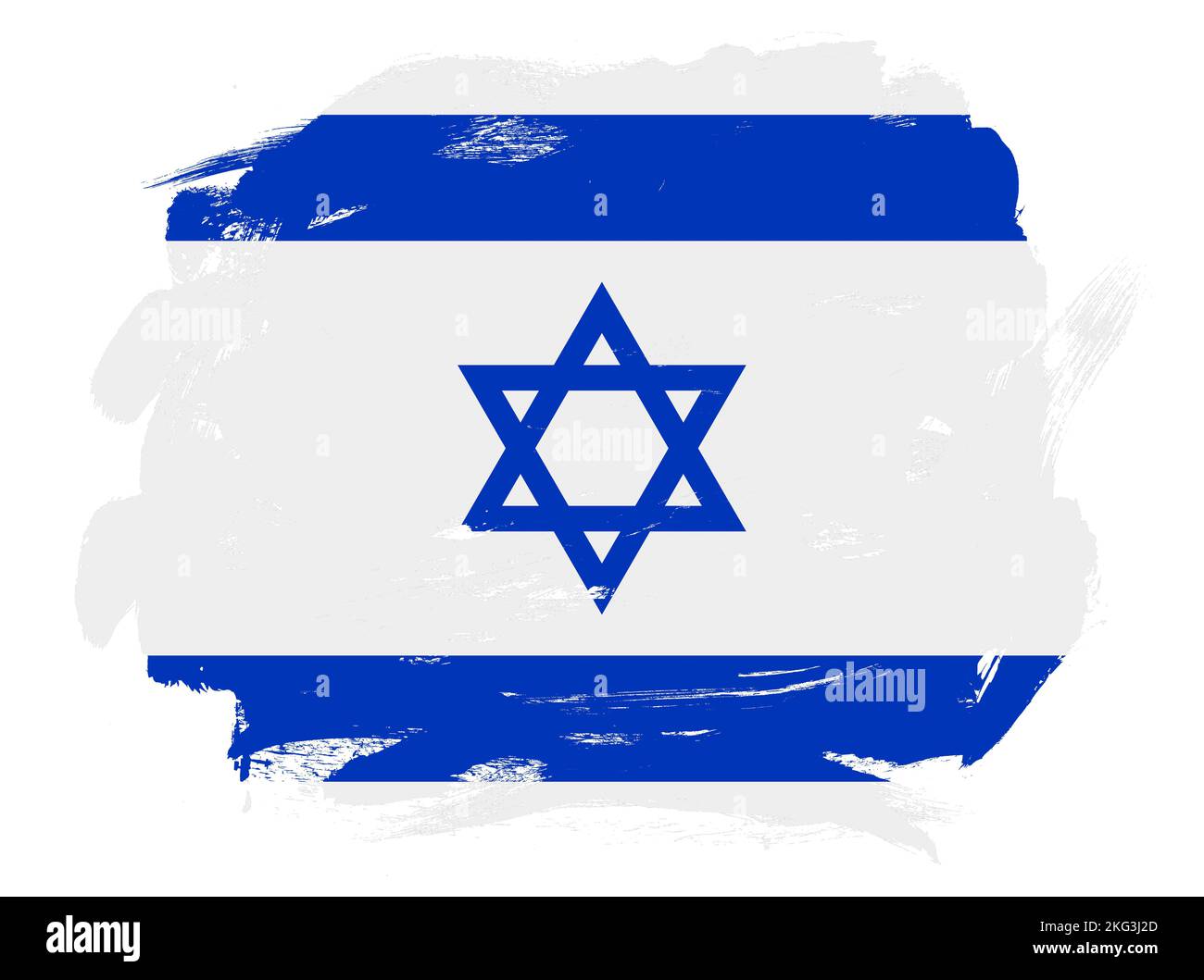 Israel flag on abstract painted white stroke brush background Stock ...