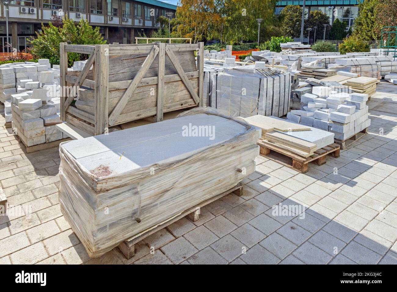 Marble Stone Blocks Tiles at Pallets Construction Material Warehouse ...