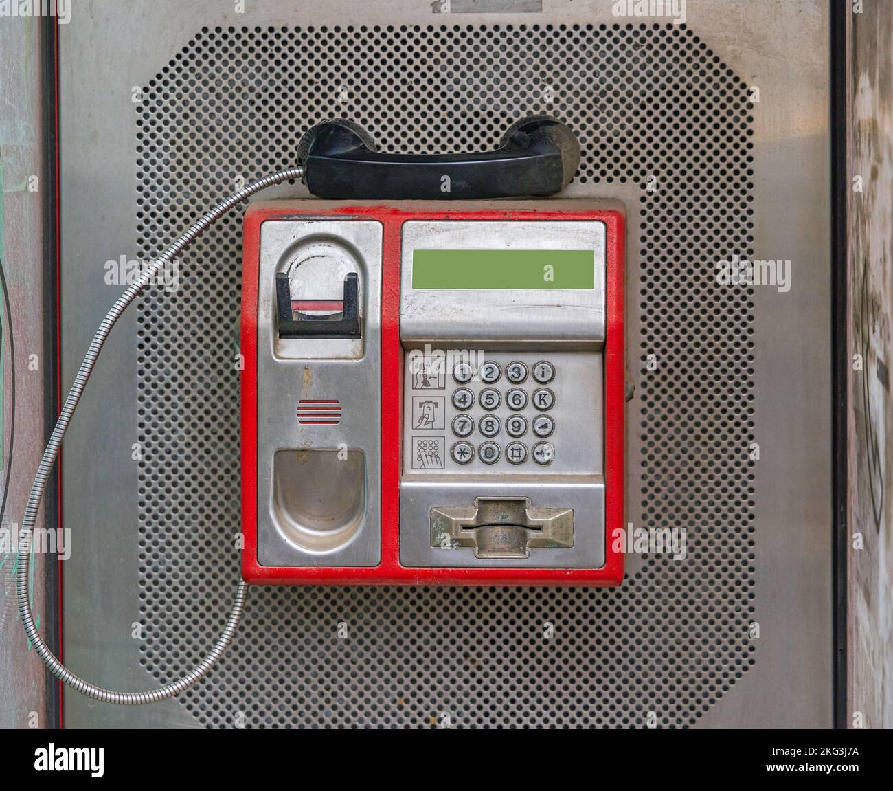 Public Telephone Payphone Receiver Handle at Top Open Line Stock Photo ...