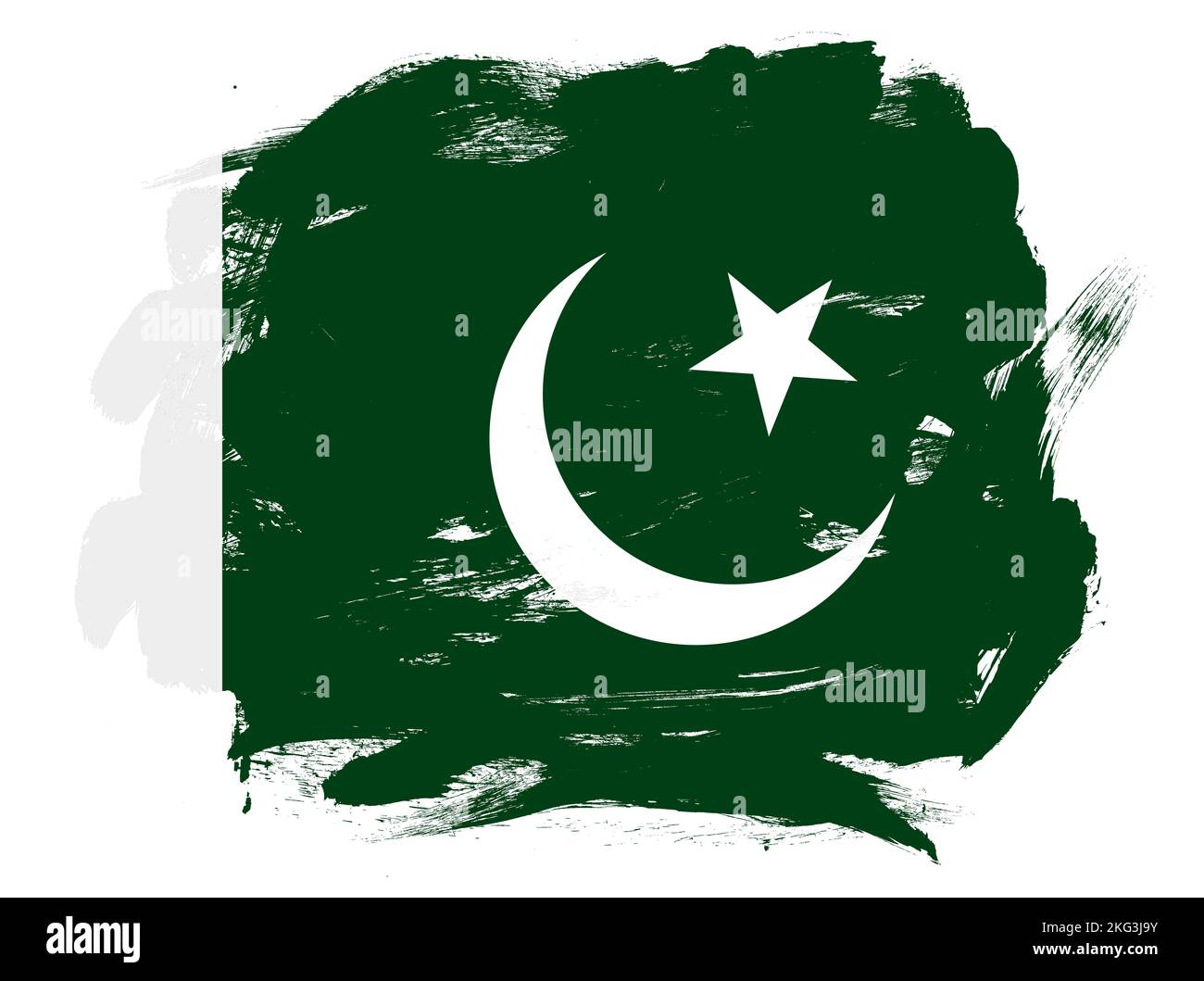 Pakistan flag on abstract painted white stroke brush background Stock ...