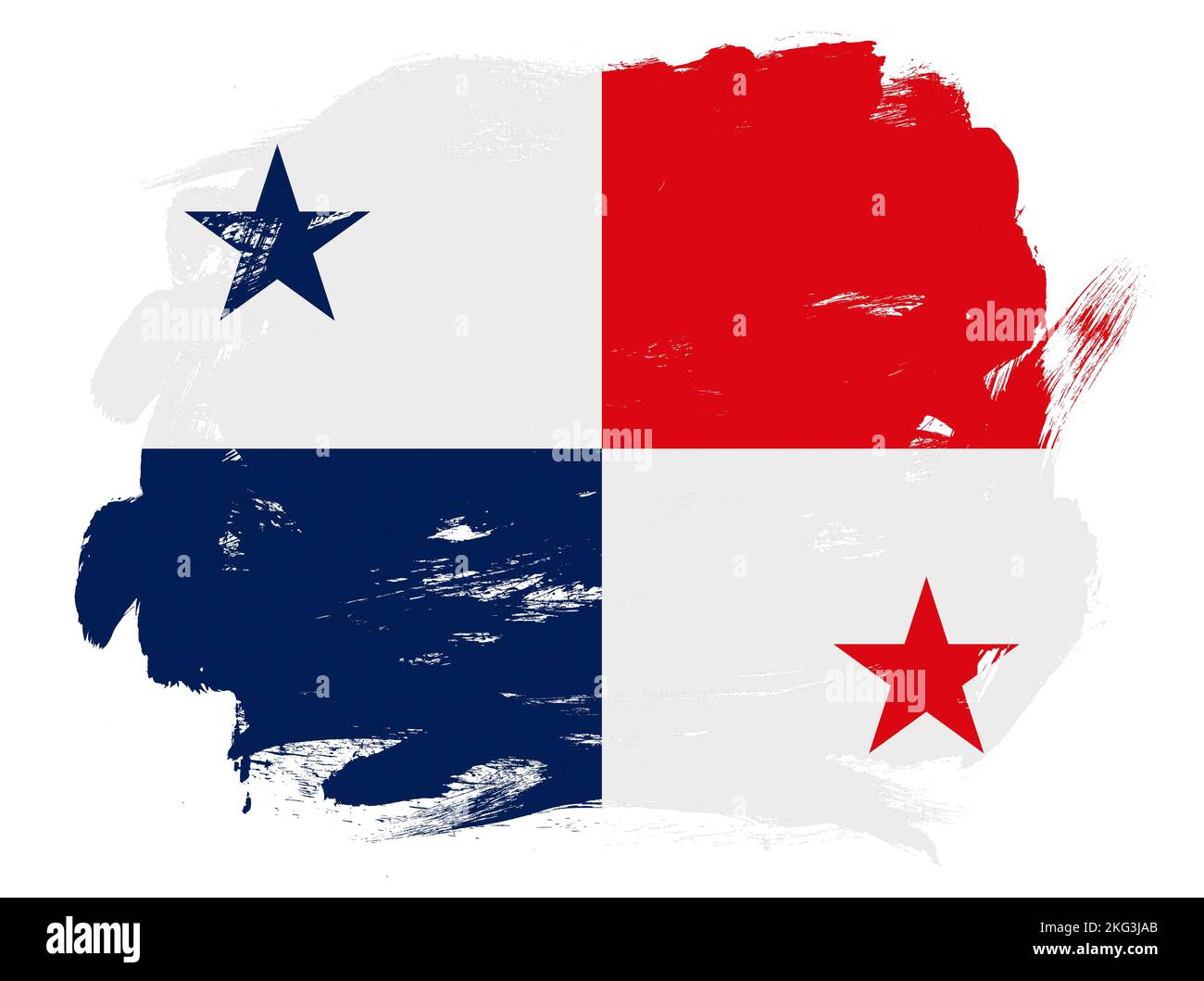 Panama flag on abstract painted white stroke brush background Stock ...
