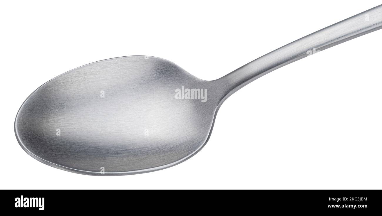 Metal spoon isolated on white background, top view Stock Photo - Alamy