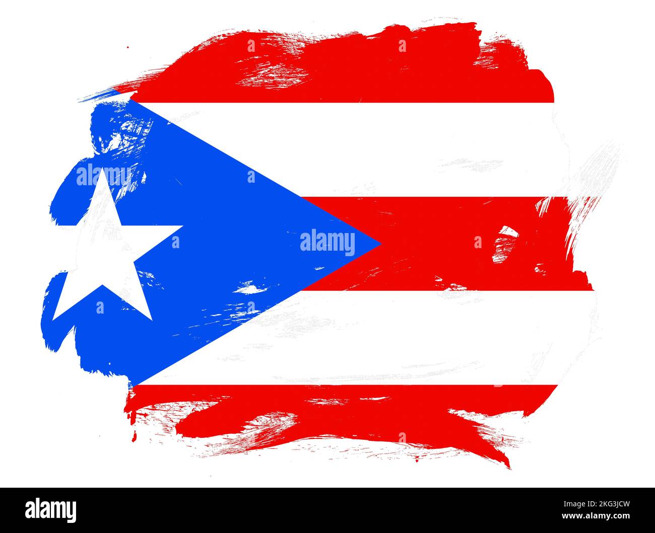 Puerto rico flag on abstract painted white stroke brush background ...