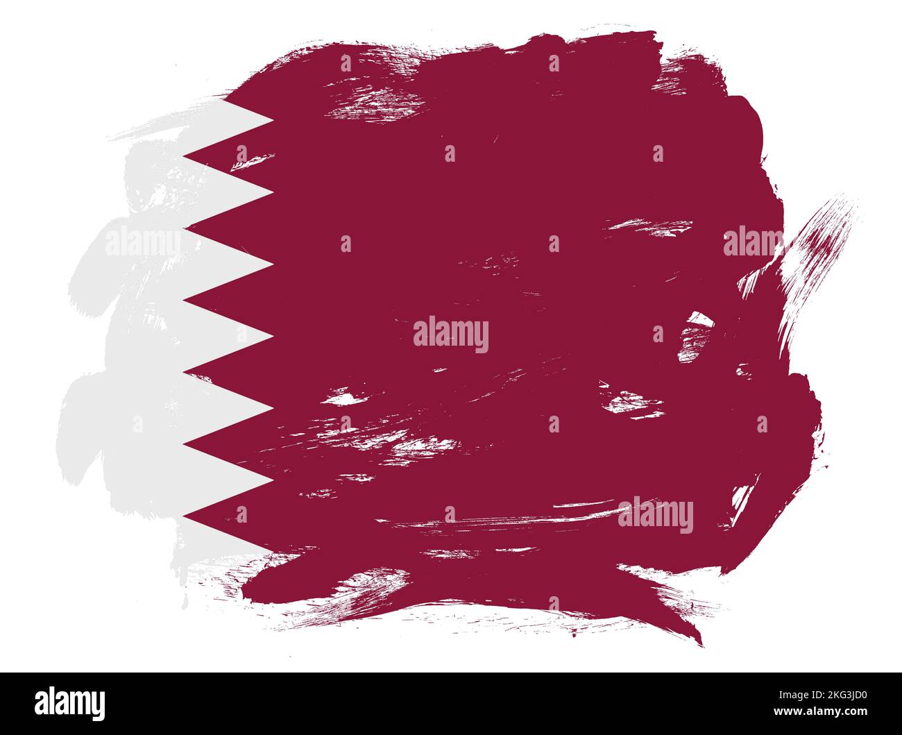 Qatar flag on abstract painted white stroke brush background Stock ...