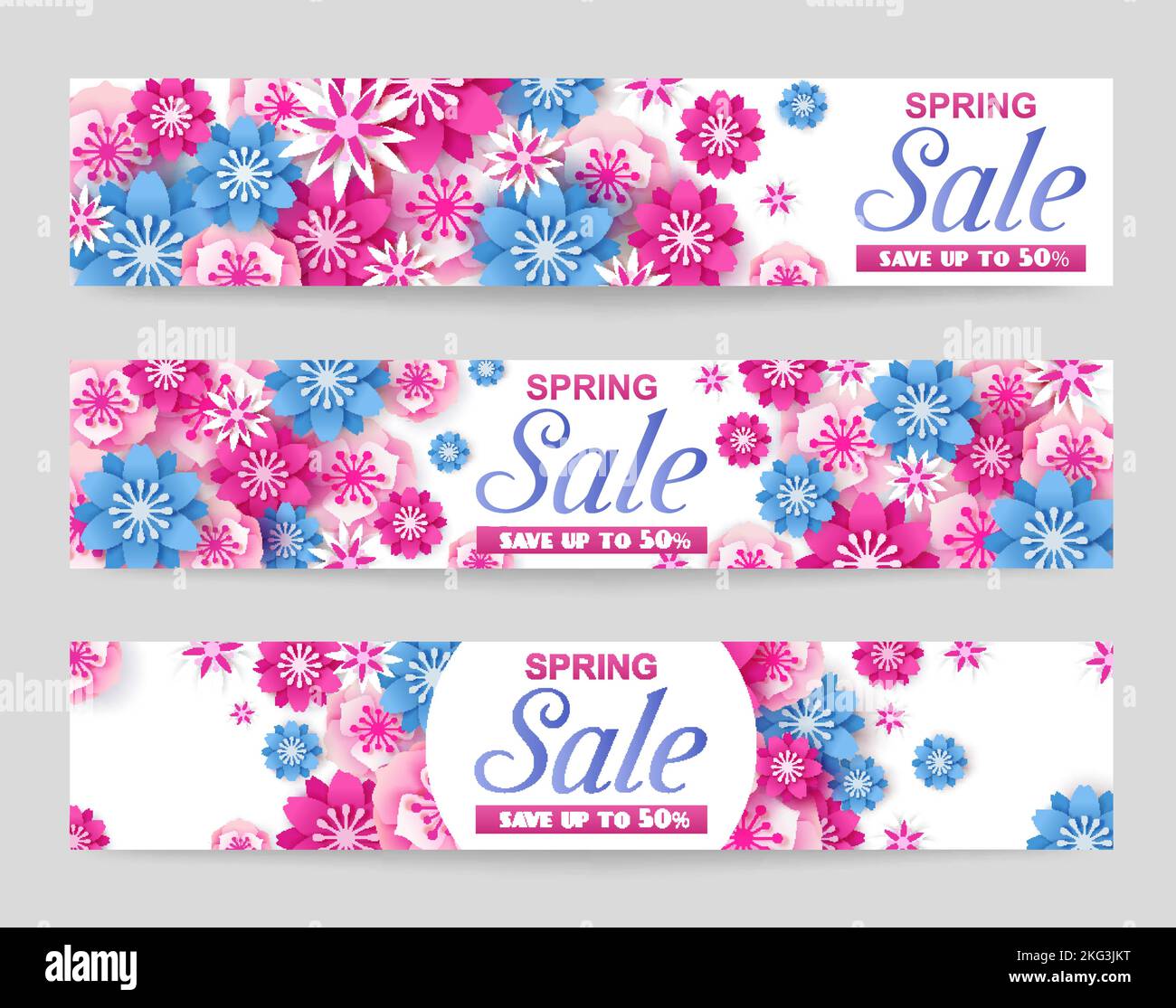 Seasonal spring sale promotion horizontal banner template set. Vector ...