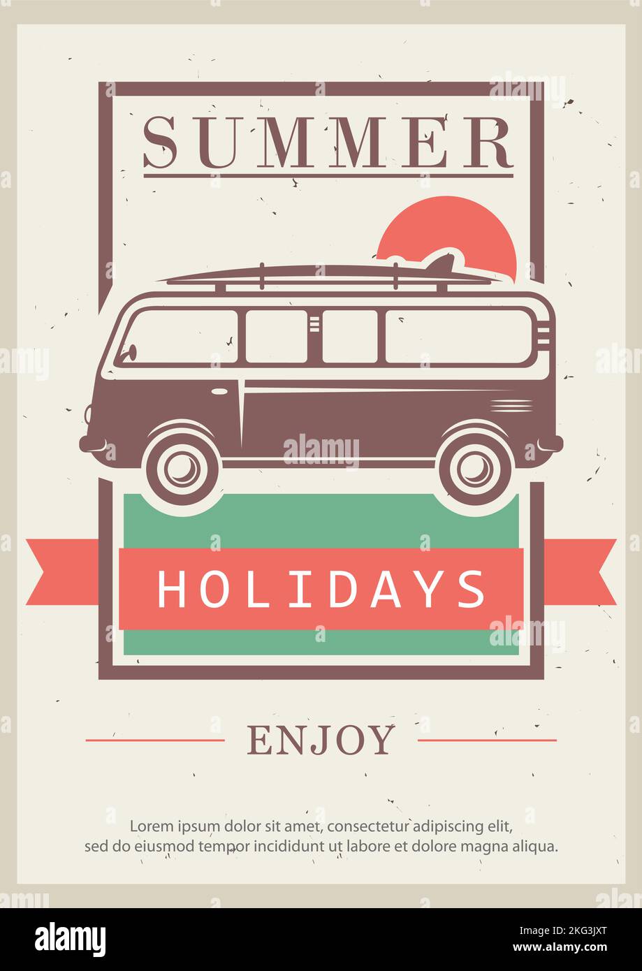 Enjoy summer holidays grunge typography poster design template, vector ...