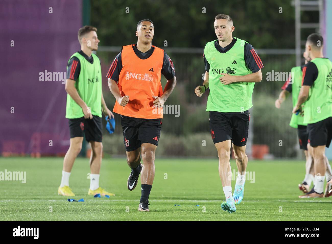 Belgium's Youri Tielemans and Belgium's Timothy Castagne pictured ...