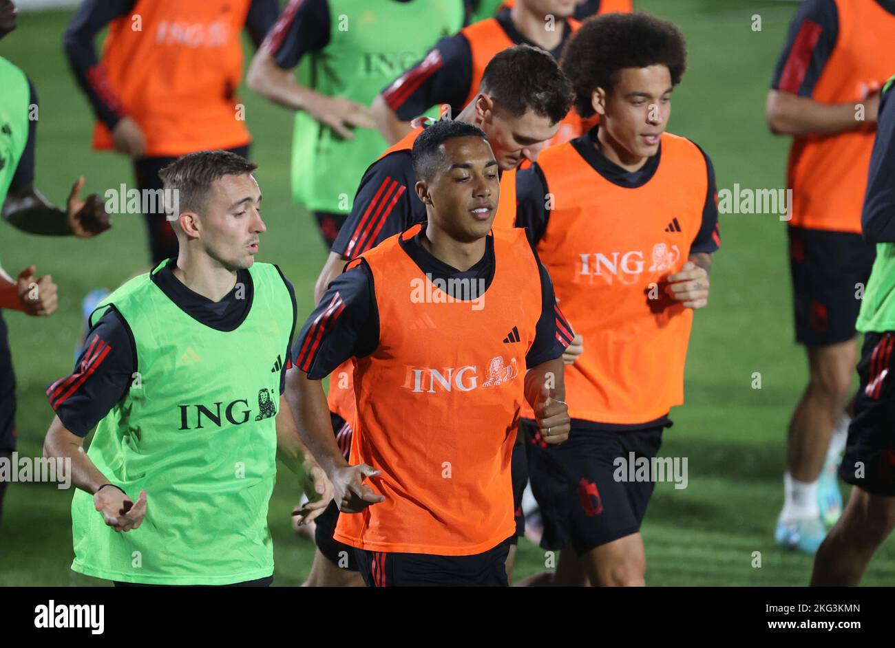 Belgium's Timothy Castagne and Belgium's Youri Tielemans pictured ...