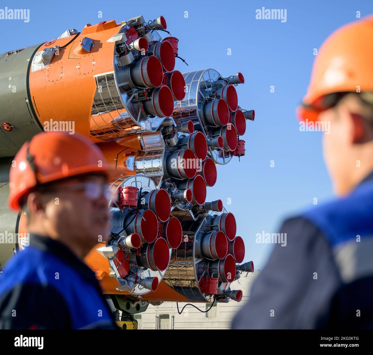 The Soyuz MS-22 rocket was moved by train to Baikonur Cosmodrome’s site ...