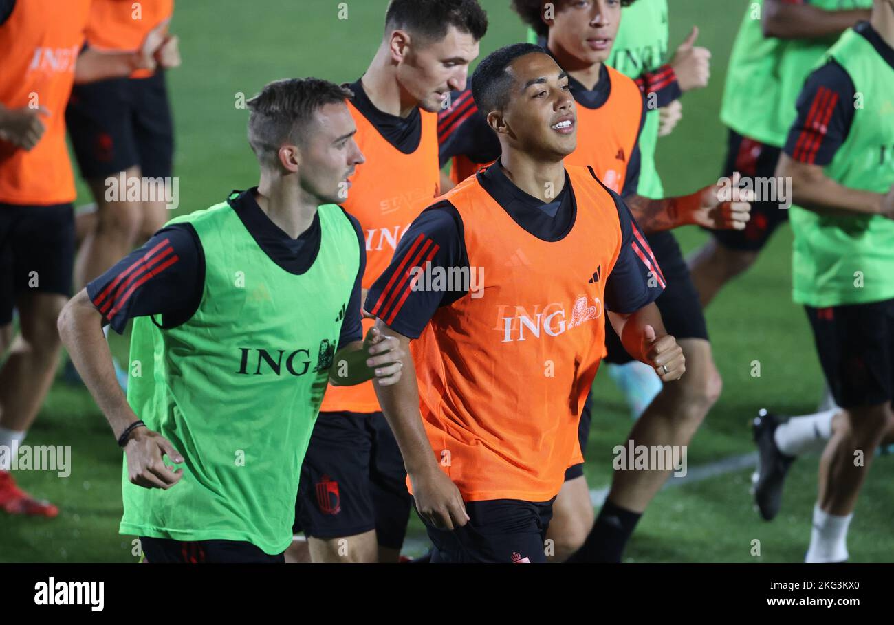 Belgium's Timothy Castagne and Belgium's Youri Tielemans pictured ...