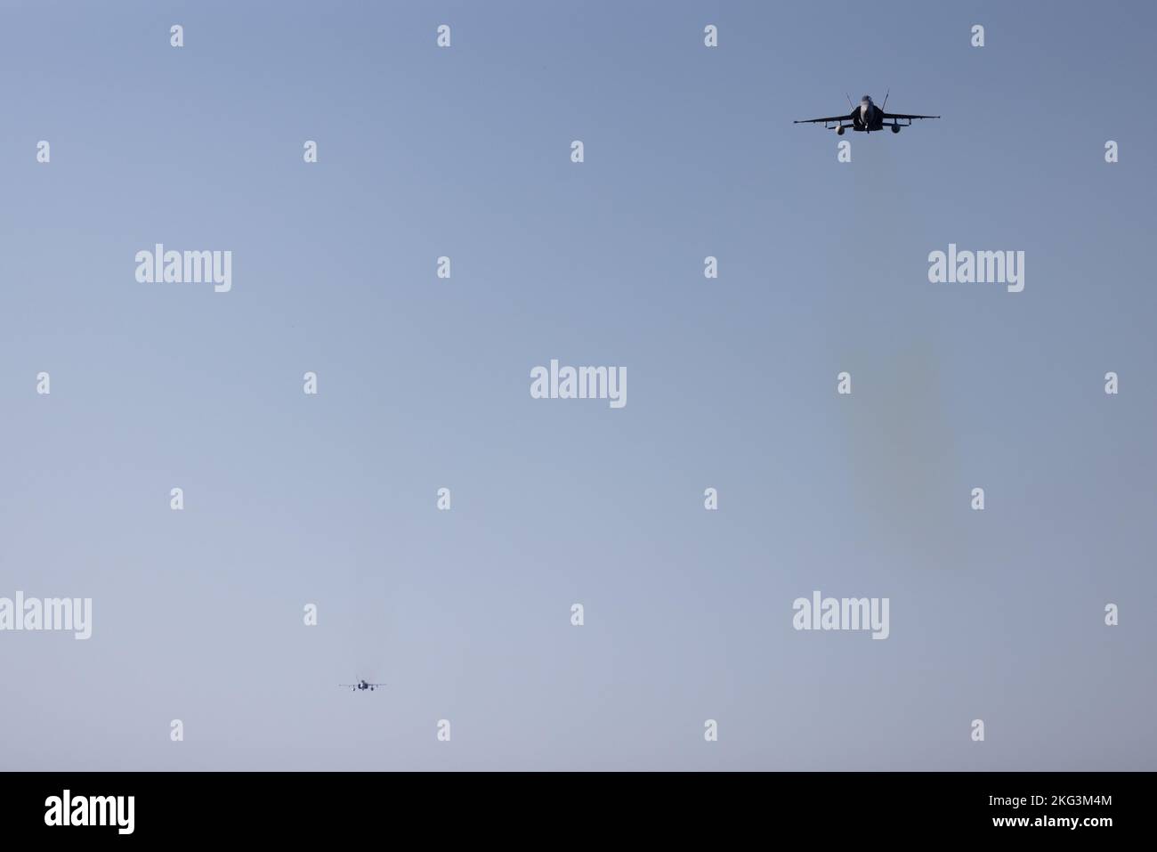 Two U.S. Marine Corps F/A-18 Hornet aircraft assigned to Marine Fighter ...