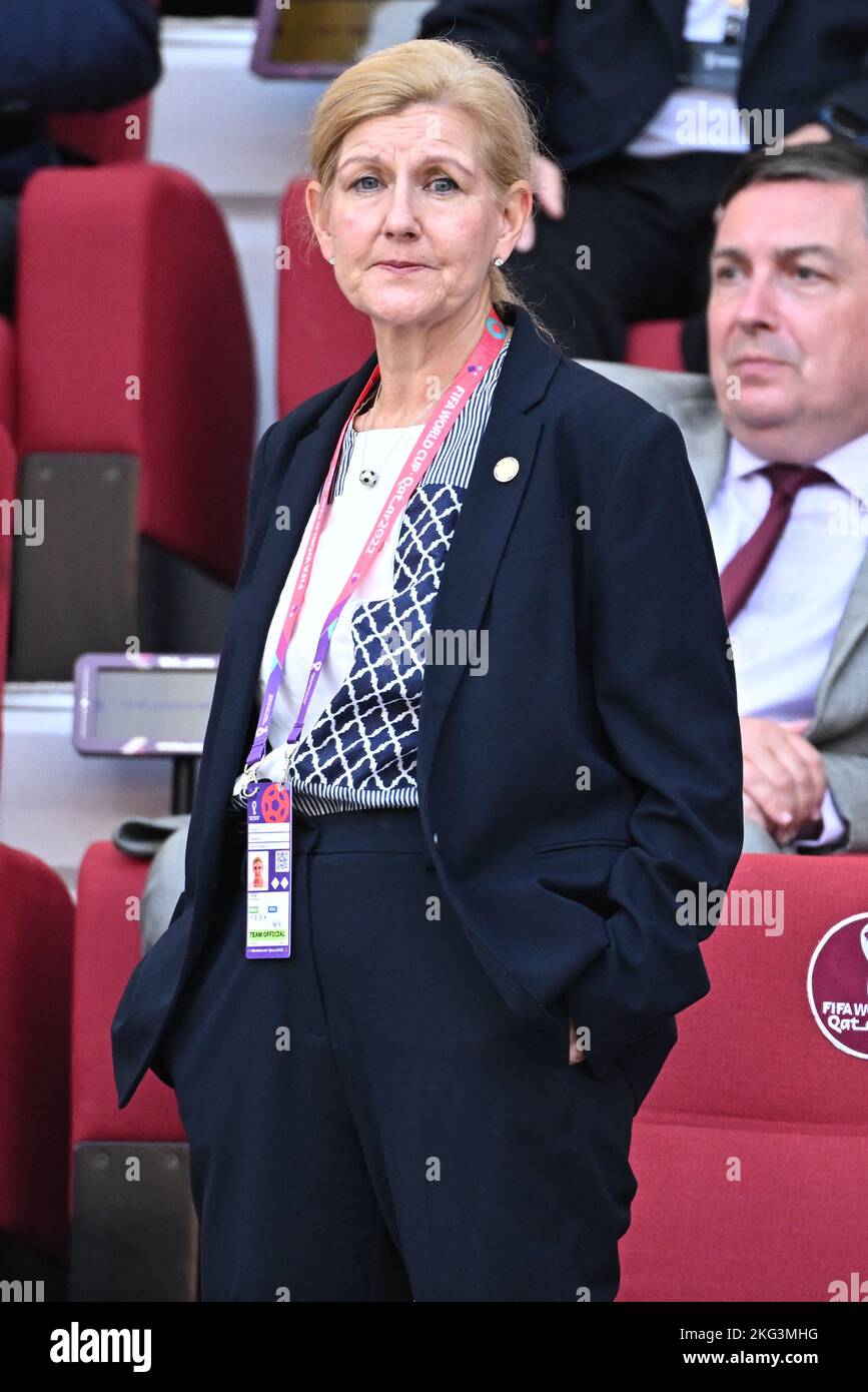 Debbie Hewitt, Chairwoman of the FA attends the match between England ...