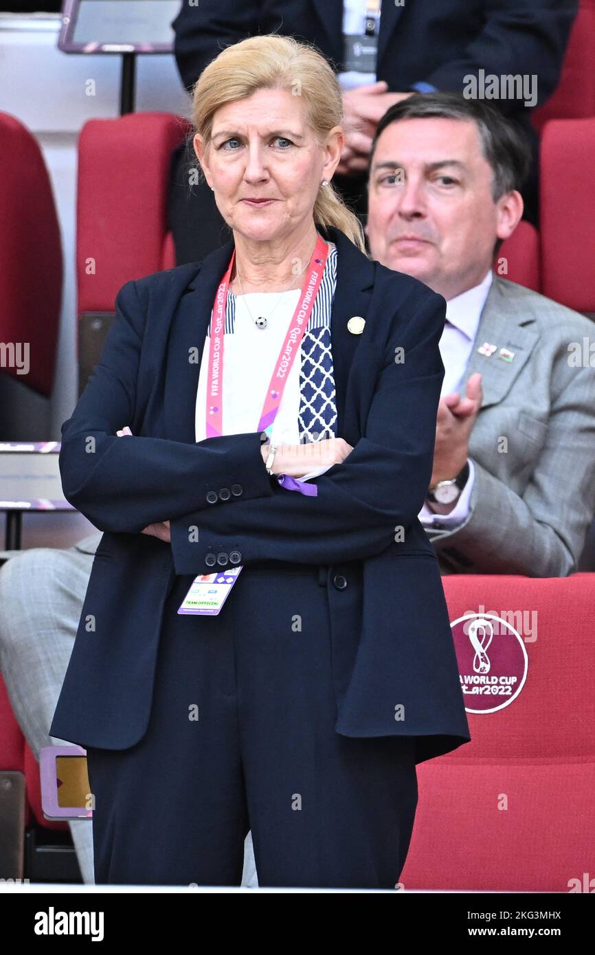 Debbie Hewitt, Chairwoman of the FA attends the match between England ...