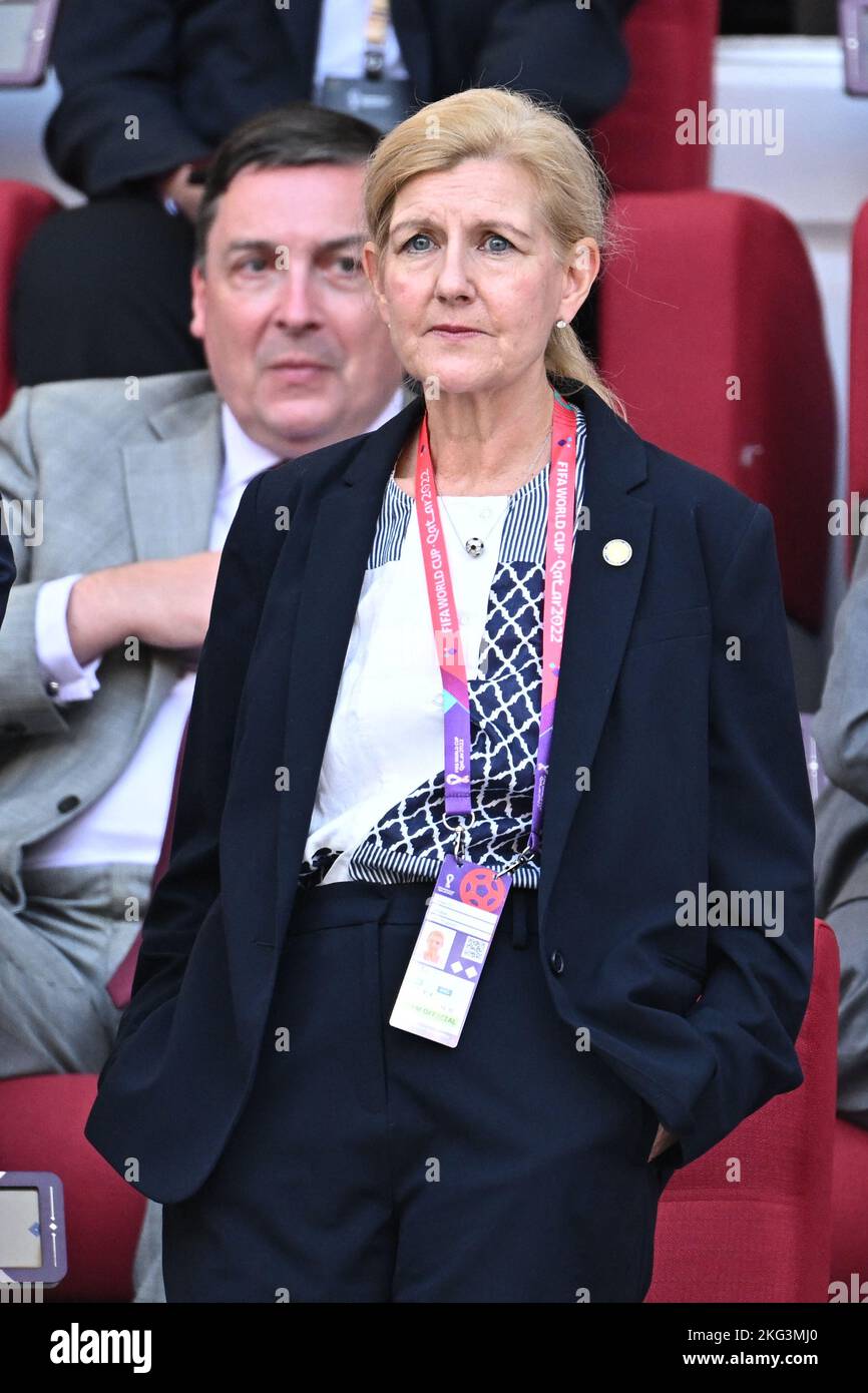 Debbie Hewitt, Chairwoman of the FA attends the match between England ...