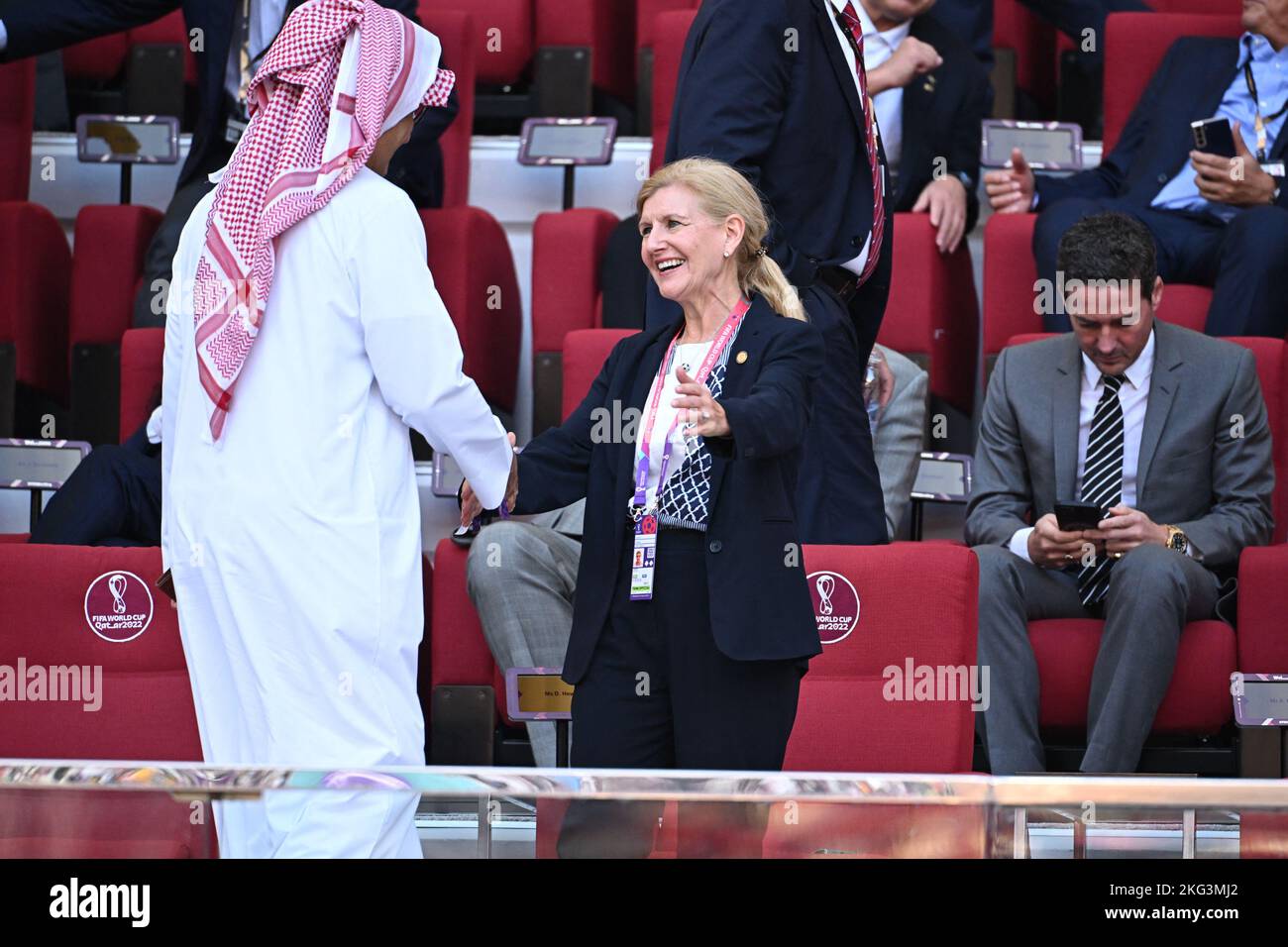 Debbie Hewitt, Chairwoman of the FA attends the match between England ...
