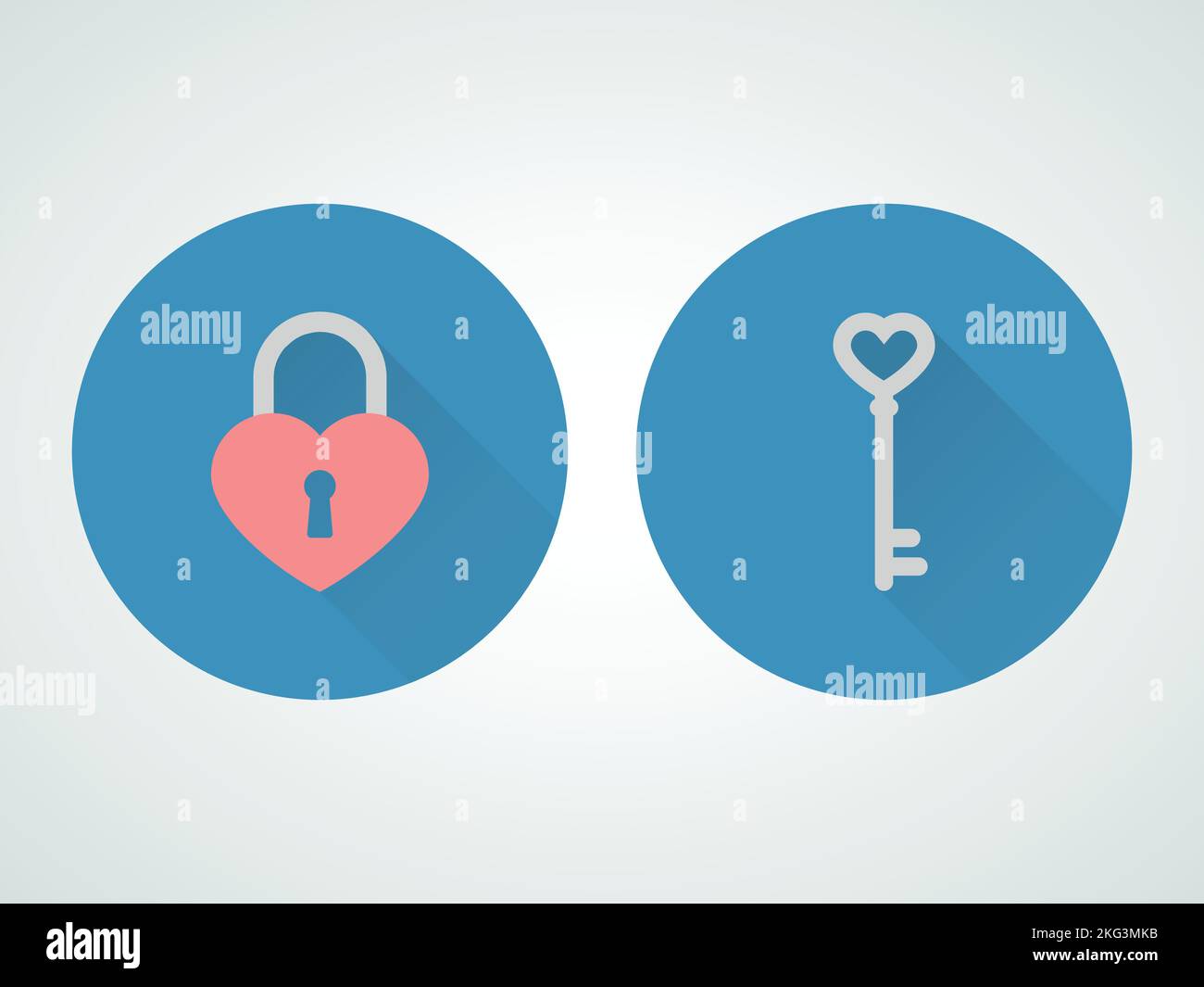 Heart lock and key emblem. Vector illustration, flat design Stock ...