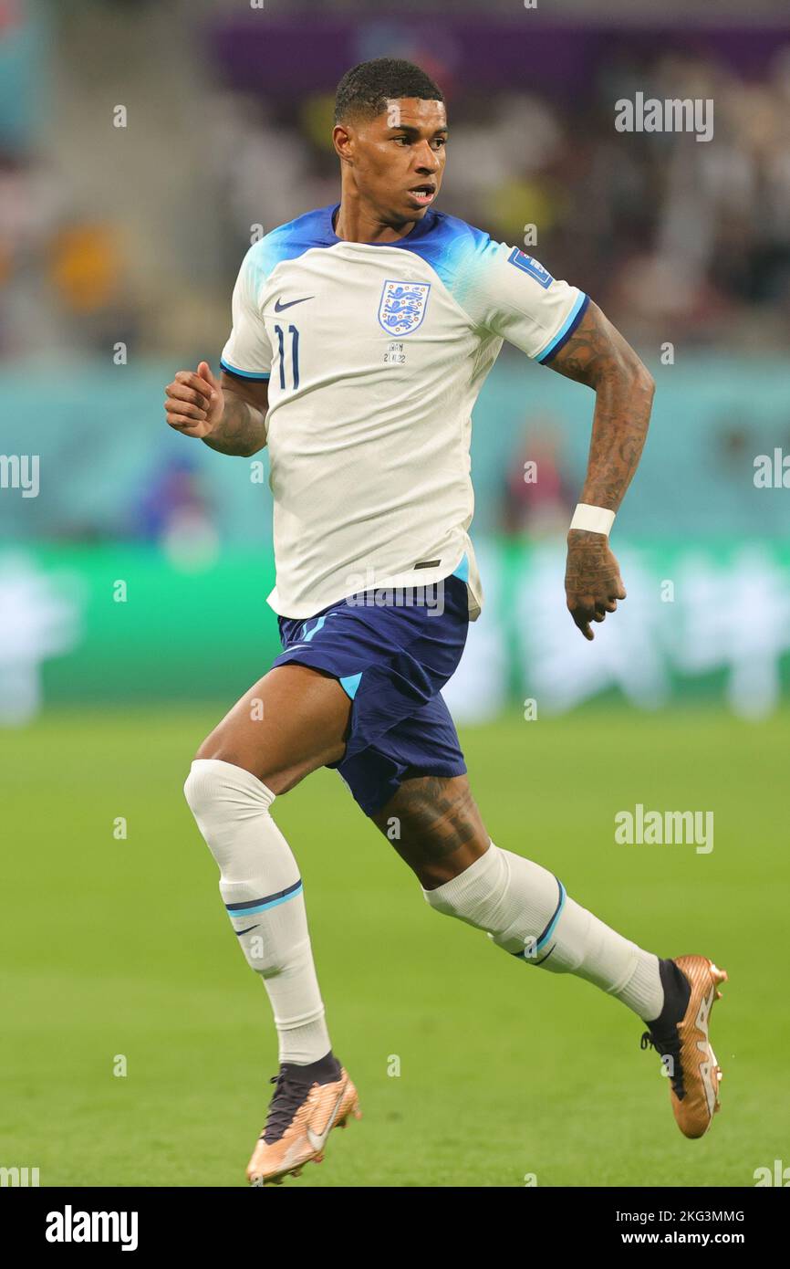 Doha, Qatar. 21st Nov, 2022. Marcus Rashford of England runs during the ...