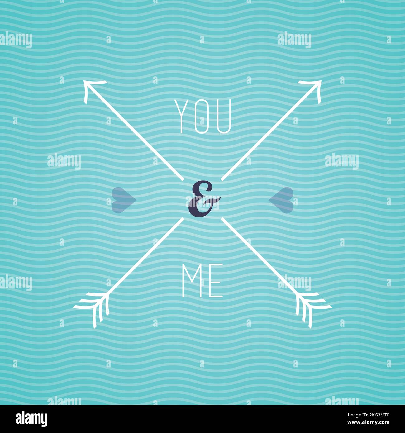 You and me quote. Love concept. Heart shapes and arrows. Vector ...
