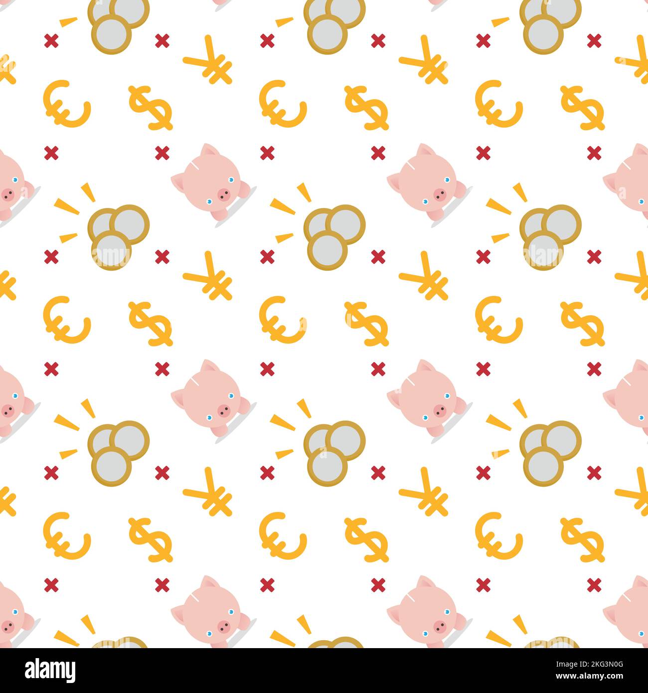 Coins and piggy banks seamless pattern. Concept of finance, economy ...