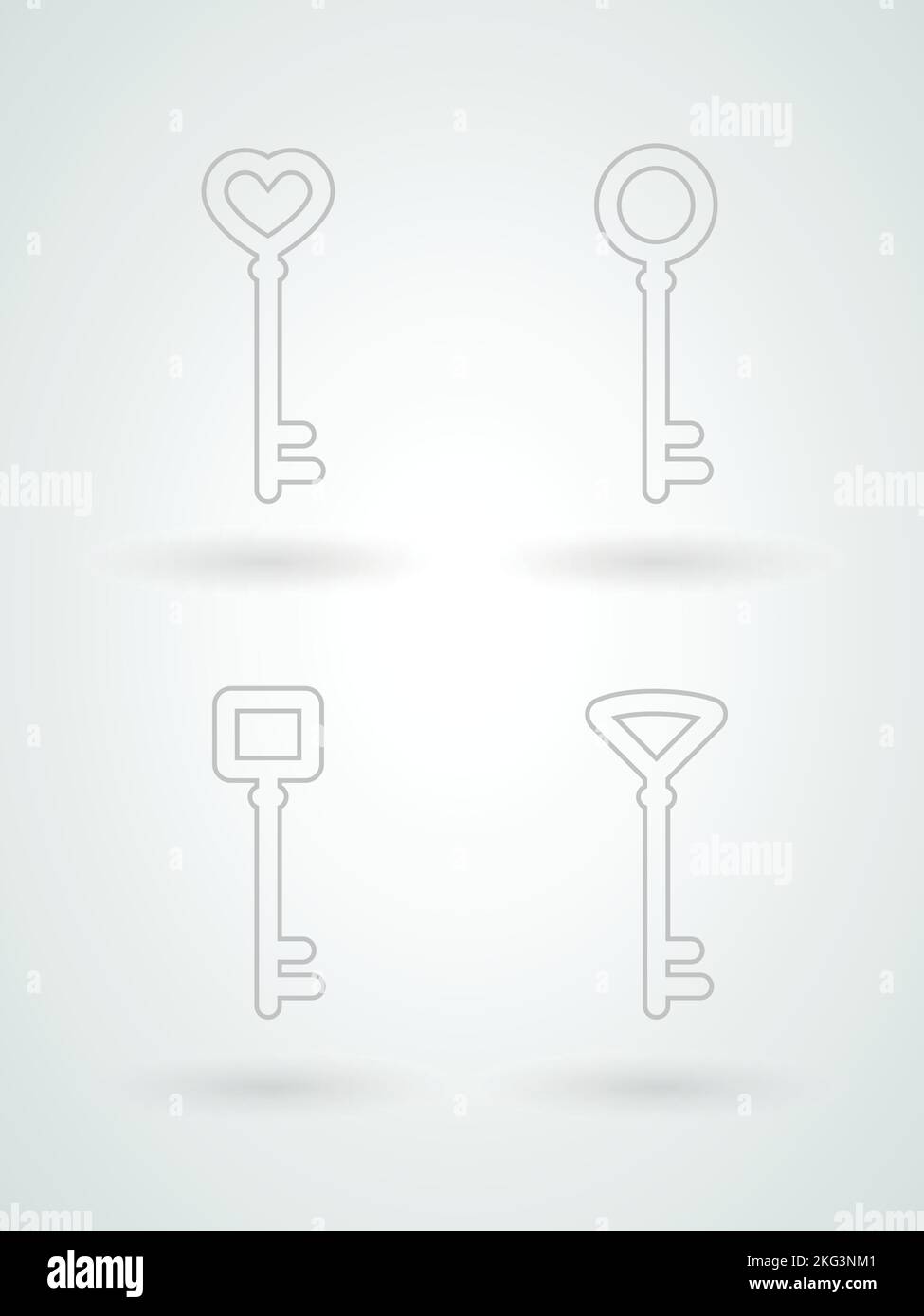 Set: minimal keys. Line grey icons. Vector illustration, flat design ...
